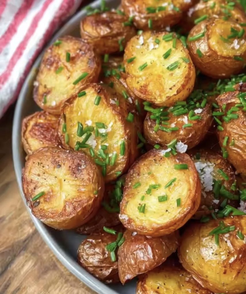 Crispy Smashed Baby Potatoes with Garlic Butter and Chives – Easy Foods