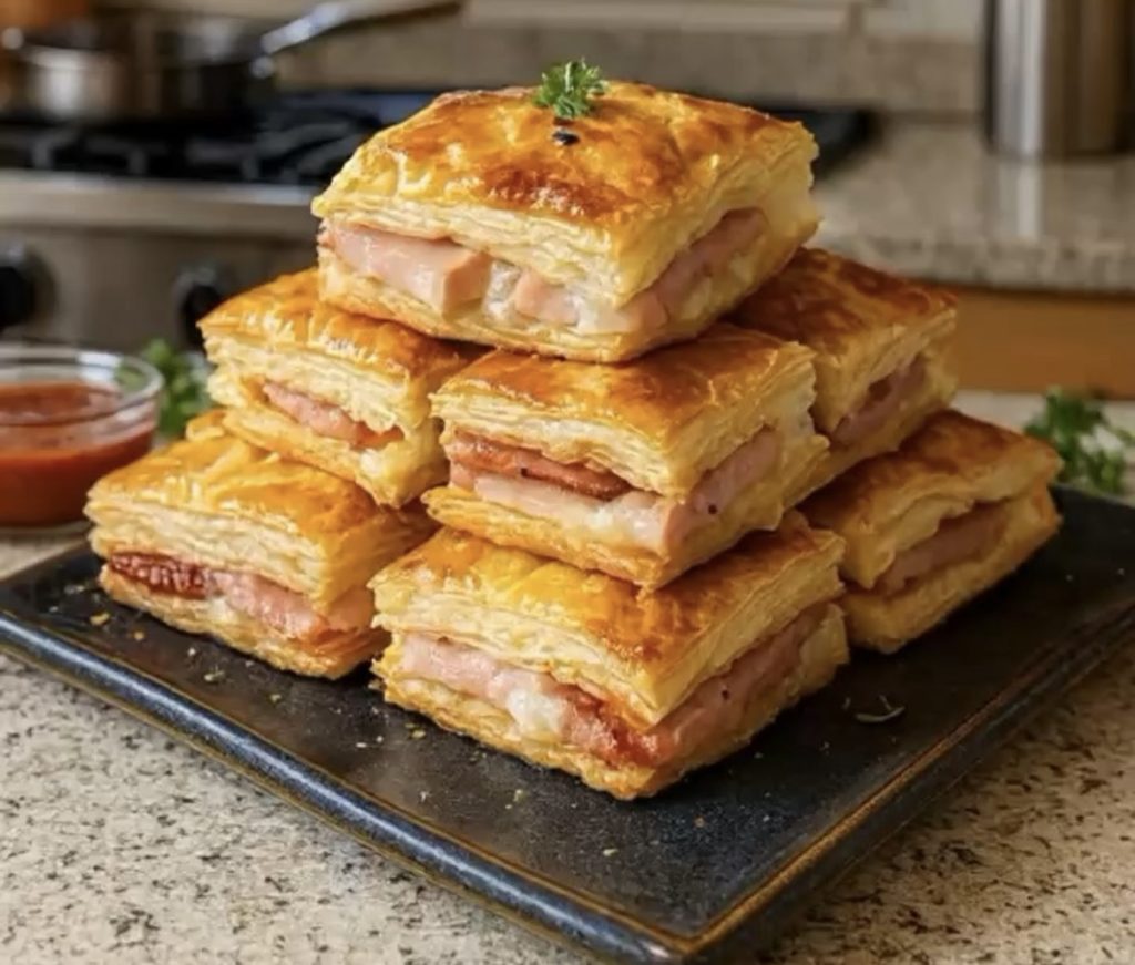 Ham and Cheese Puff Pastry Squares – Easy Foods
