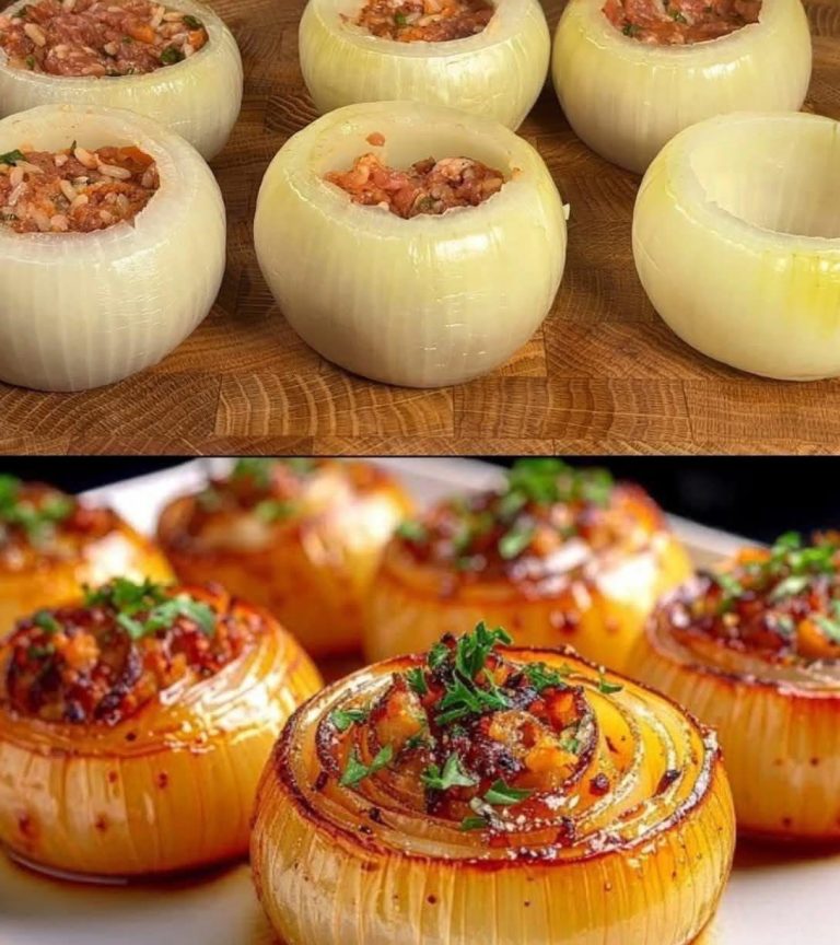 Baked Stuffed Onions with Savory Meat Filling – Easy Foods